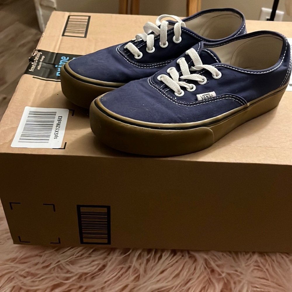 Platform Navy Blue Vans With Gum Soles - Gem